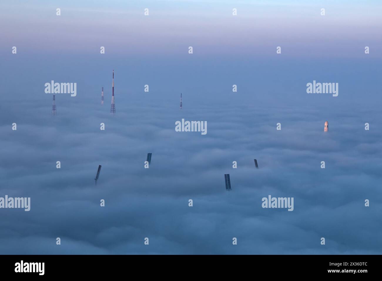 Qatar Sports Club Suheim bin hamad football stadium during fog. flood ...