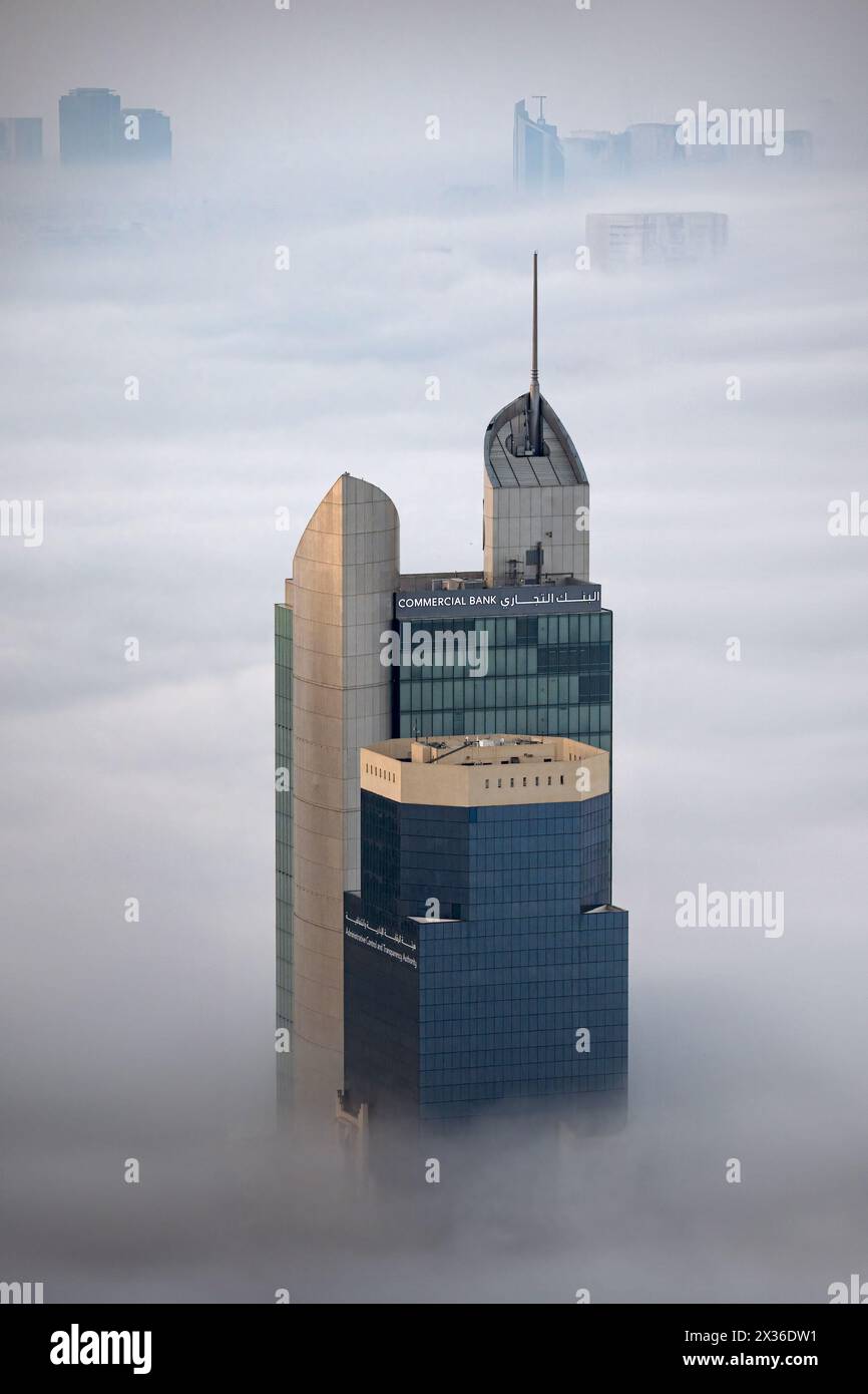 Doha Aerial view of West bay Doha during fog Stock Photo - Alamy