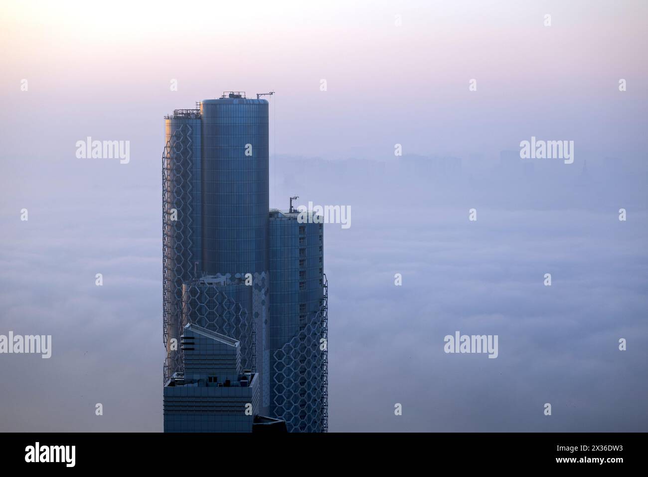 Doha Aerial view of West bay Doha during fog Stock Photo - Alamy