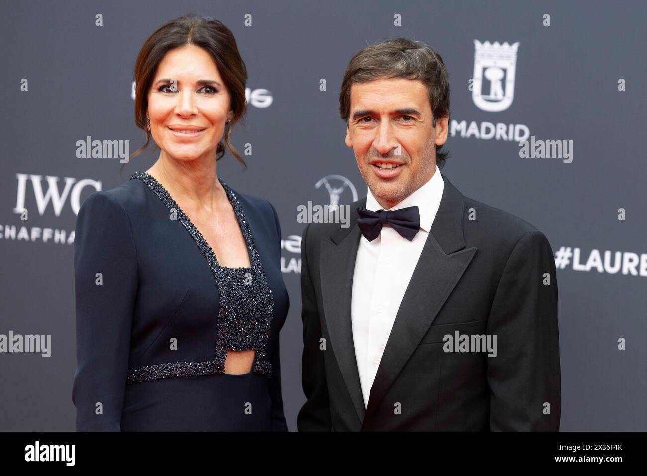 Mamen Sanz and Raul Gonzalez pose on the red carpet during Montblanc ...