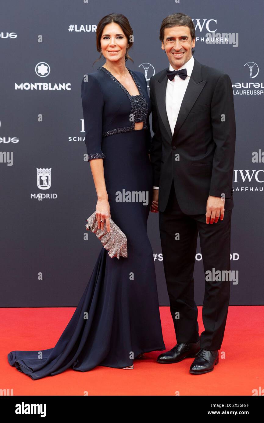 Madrid, Spain. 22nd Apr, 2024. Mamen Sanz and Raul Gonzalez pose on the ...