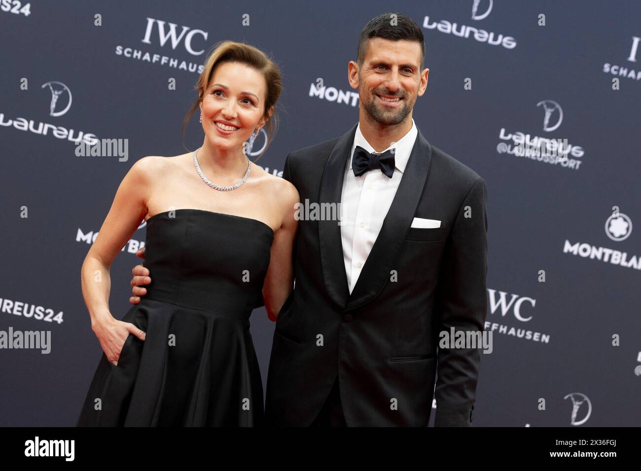Madrid, Spain. 22nd Apr, 2024. Jelena Ristic and Novak Djokovic pose on ...
