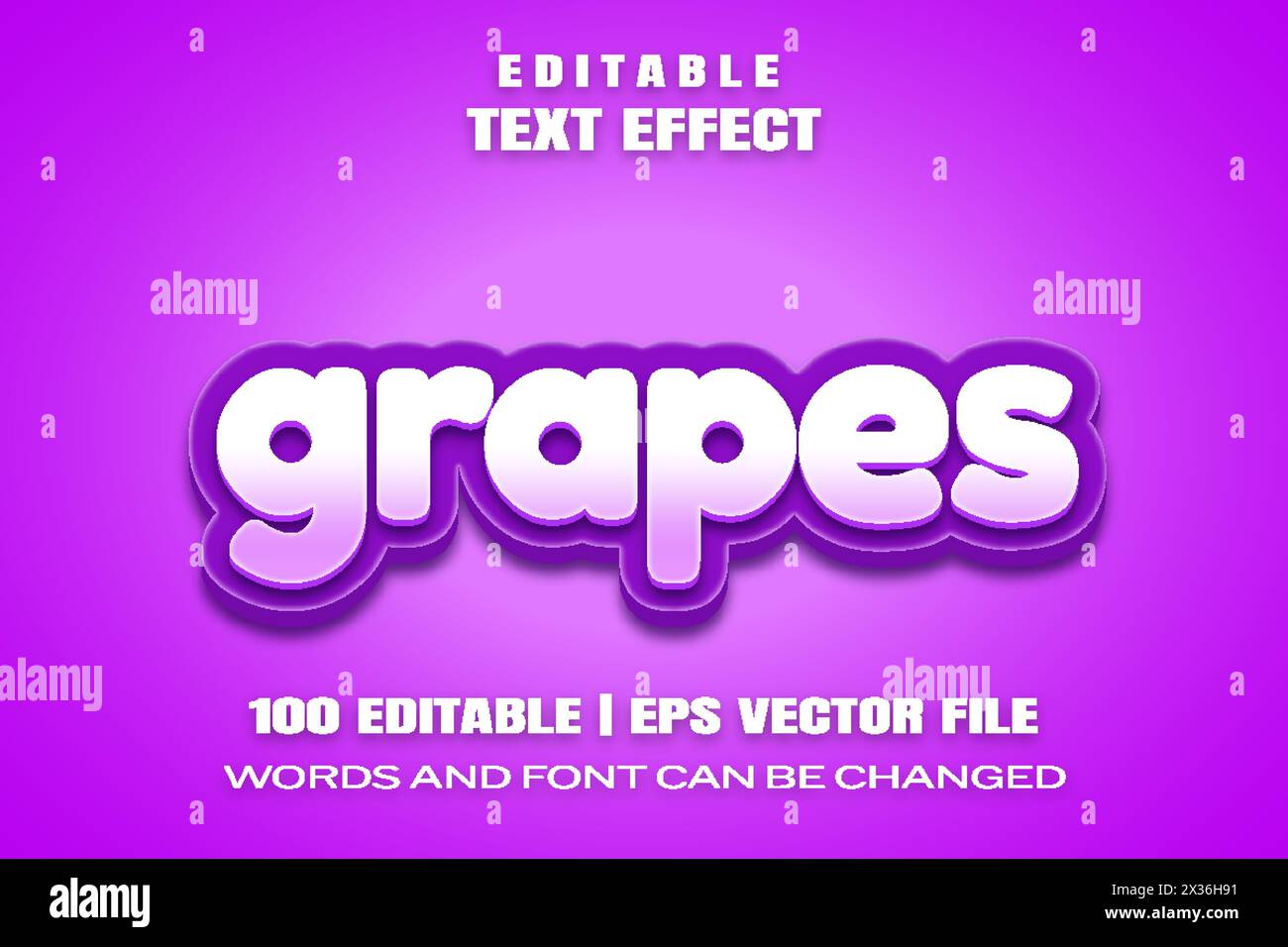 Editable text effects grapes , words and font can be changed Stock ...