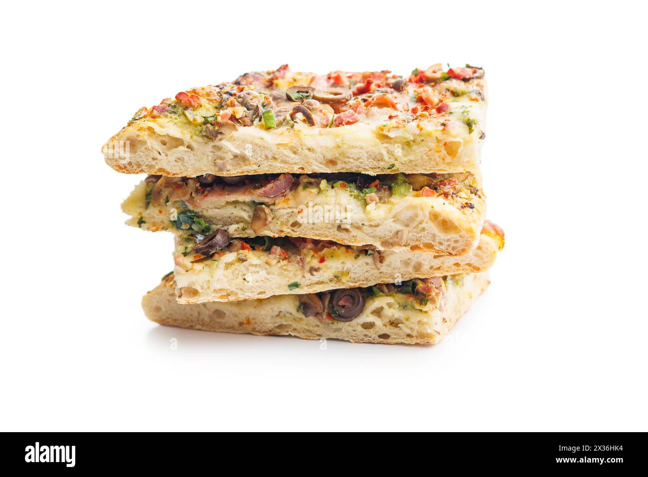 Tasty italian square pizza isolated on a white background Stock Photo ...