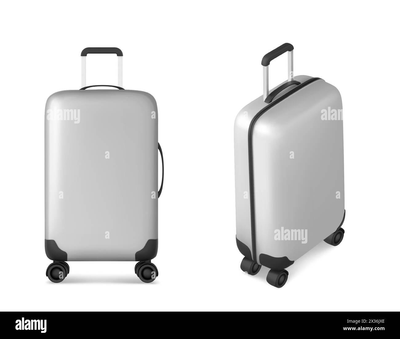 3d realistic isolated travel suitcase vector icon. Airport plastic ...