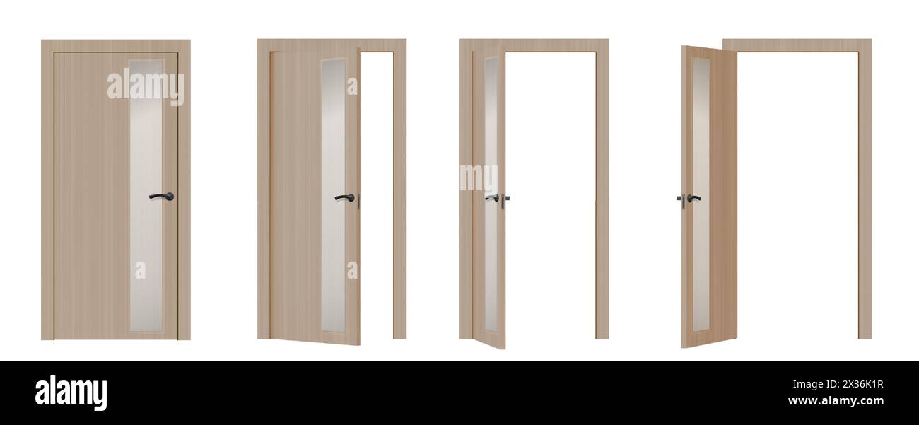 Front entrance door opening steps. Realistic 3d vector illustration set ...