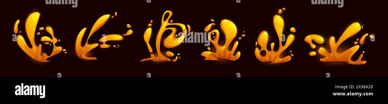 Magma and lava fire effect. 2d liquid volcano splash. Magic fx flame ...