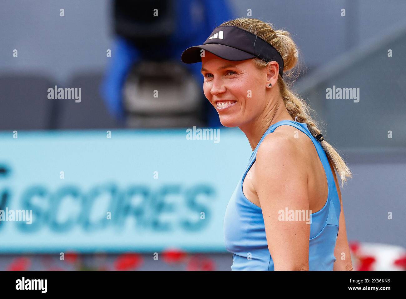 Caroline Wozniacki of Denmark in action against Sara Errani of Italy ...
