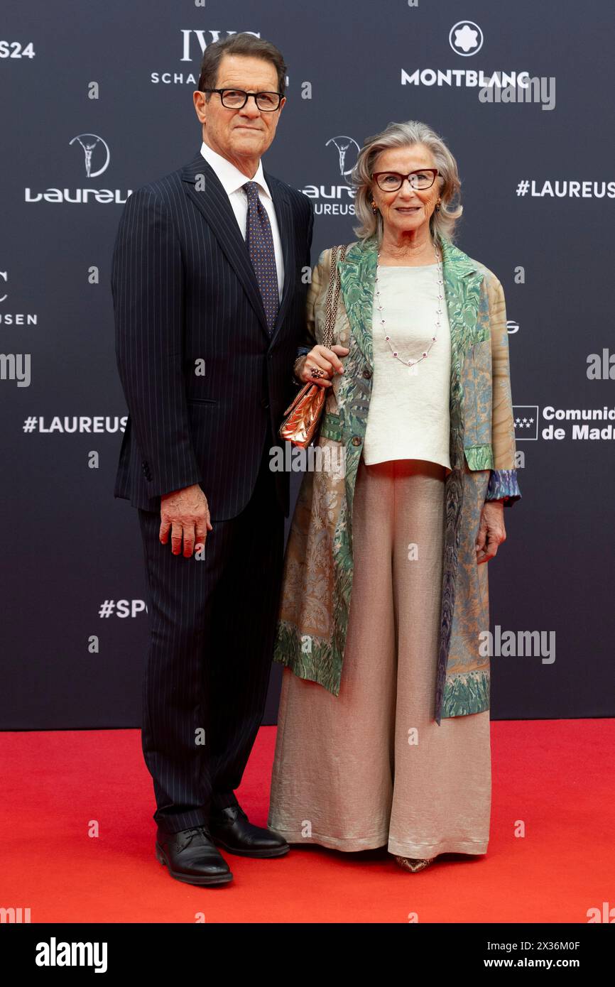Madrid, Spain. 22nd Apr, 2024. Fabio Capello (L) poses on the red ...