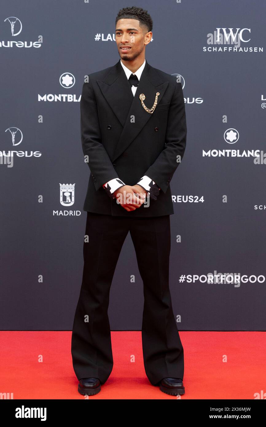 Madrid, Spain. 22nd Apr, 2024. Jude Bellingham poses on the red carpet during Montblanc presents ...