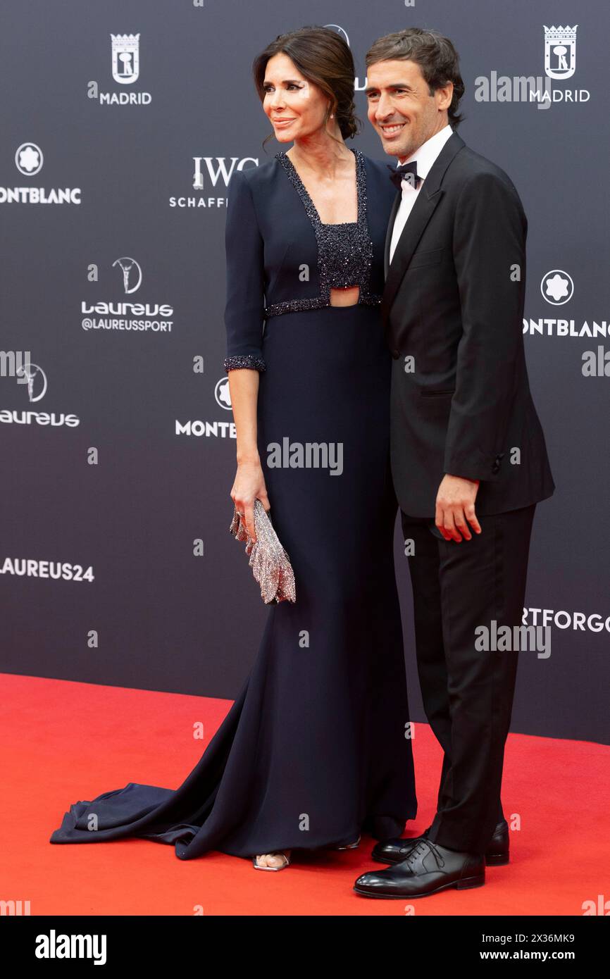 Madrid, Spain. 22nd Apr, 2024. Mamen Sanz and Raul Gonzalez pose on the ...