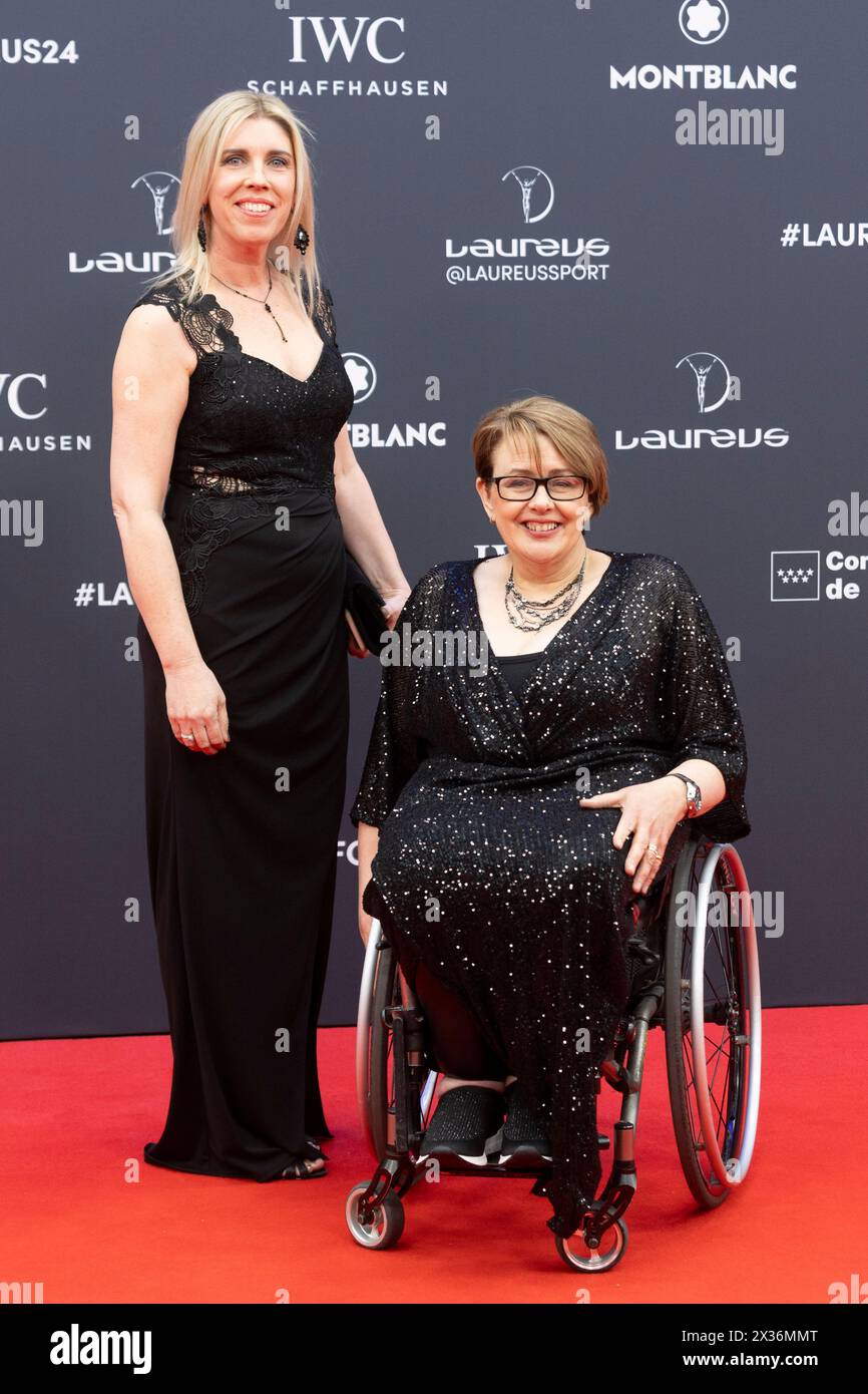 Madrid, Spain. 22nd Apr, 2024. Tanni Grey-Thompson (R) poses on the red ...