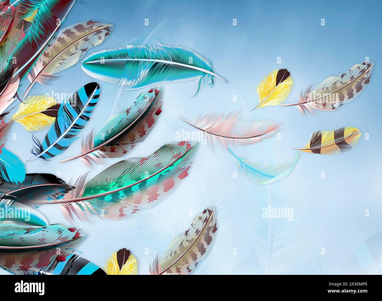 3D Feather Wallpaper On Textured background , Home decor , Wall art ...