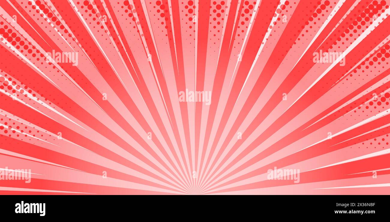 Starburst red comic background. Superhero pop art vector cartoon banner ...