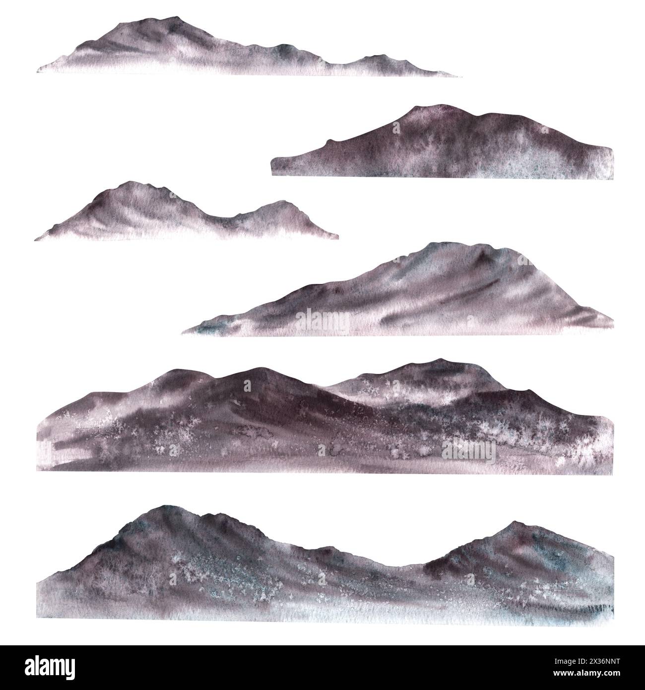 Mountains silhouettes, ranges, peaks, hills, hilly terrain landscape ...