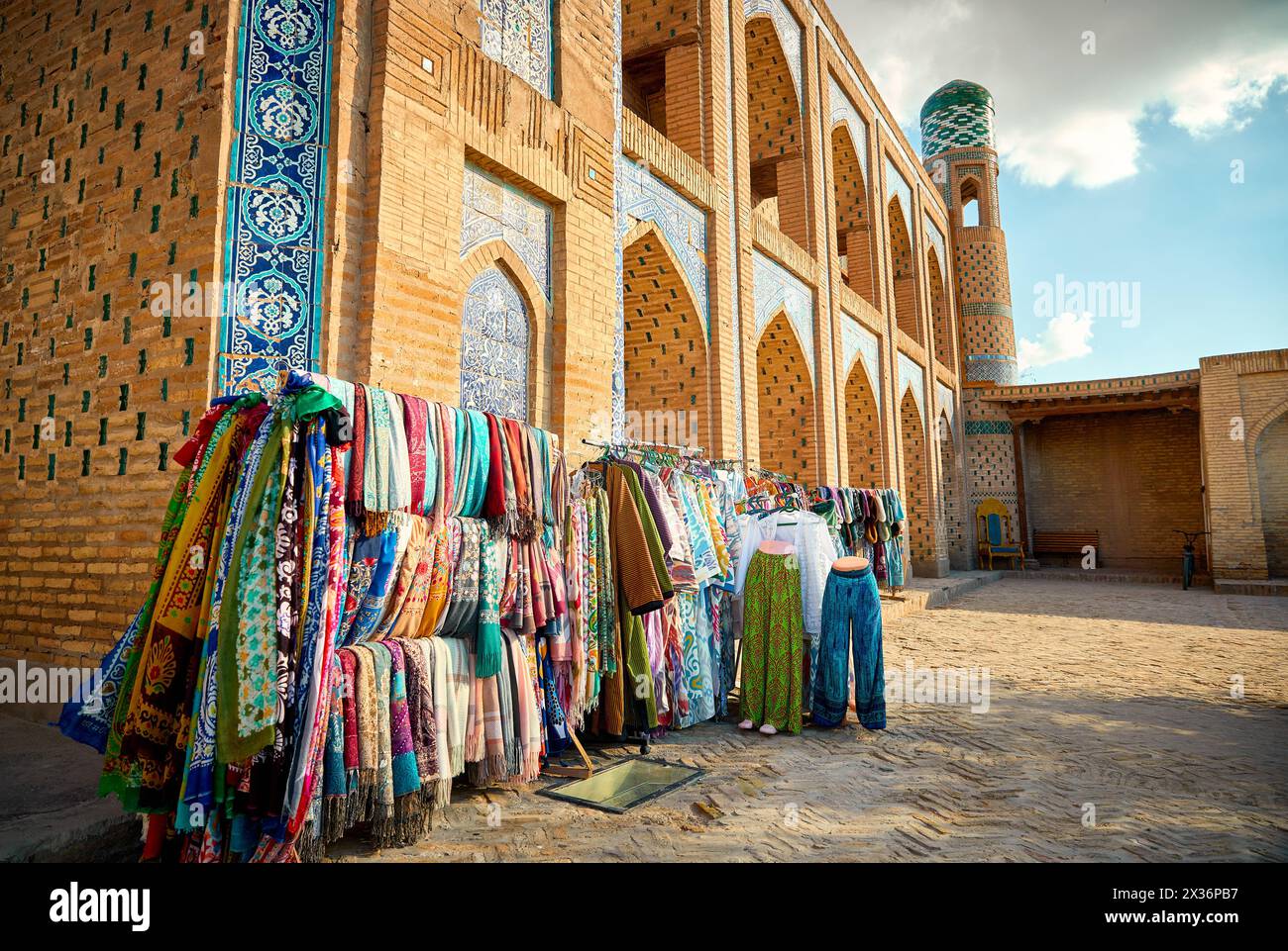 Ethnic colorful cloth and scarf with traditional uzbekistan ornament on ...