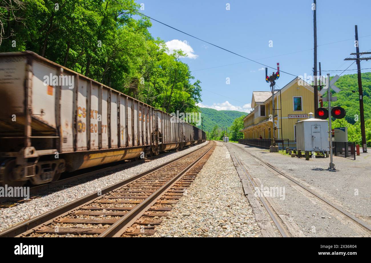 A Train Headed Through the Boomtown of Thurmond in Fayette County, West ...