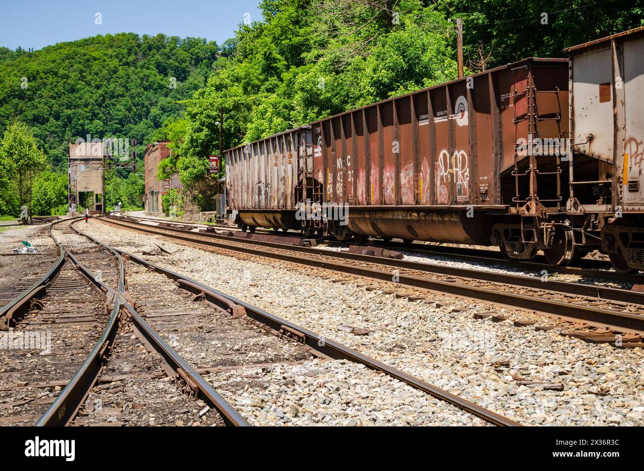 A Train Headed Through the Boomtown of Thurmond in Fayette County, West ...