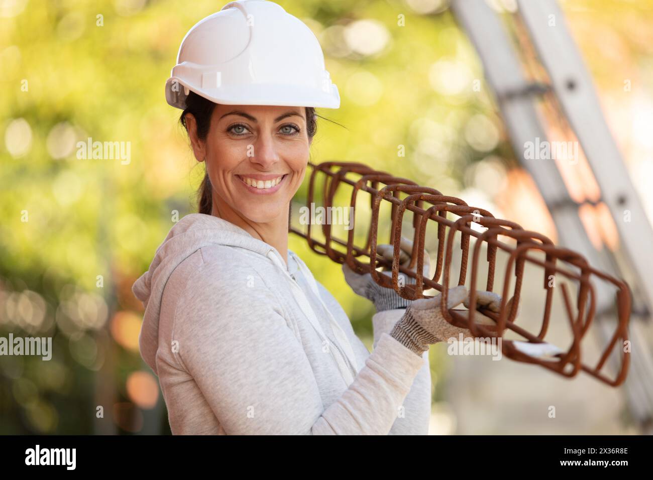 worker fixing steel rebar at building site Stock Photo - Alamy