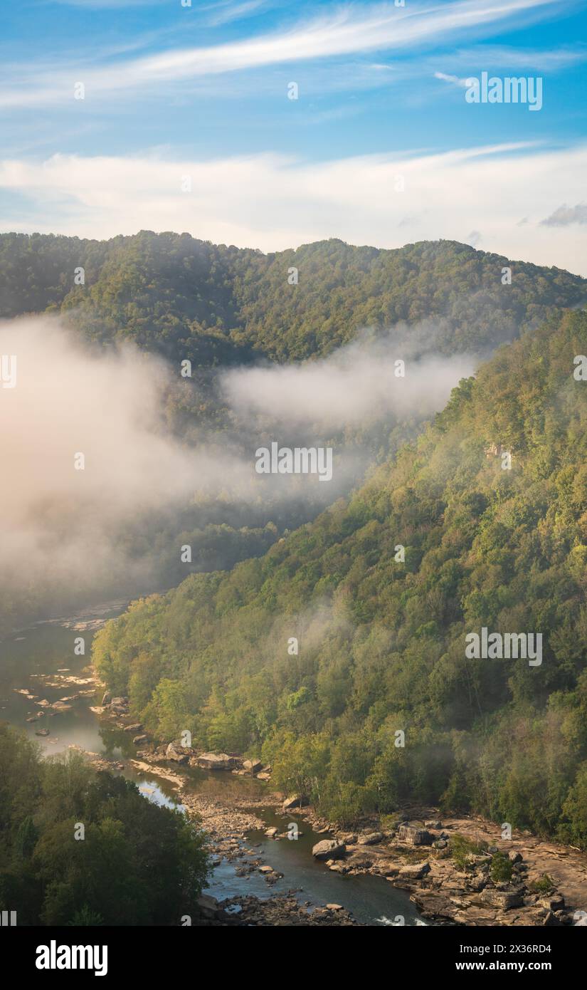 Hazy Morning Overlook at New River Gorge National Park and Preserve in ...