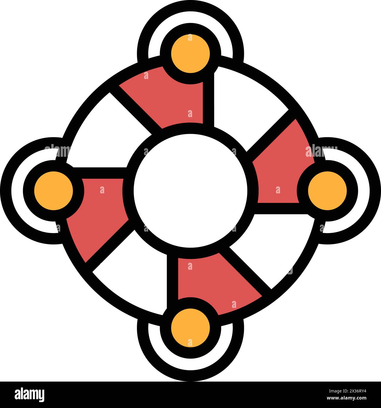 A black and white image of a life preserver. Concept of safety and ...