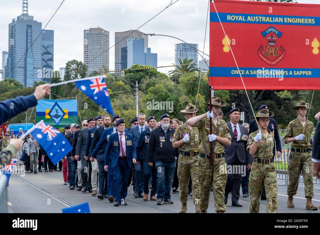 Anzac day parade flags hi-res stock photography and images - Alamy