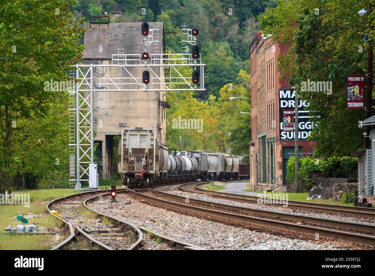 A Train Headed Through the Boomtown of Thurmond in Fayette County, West ...