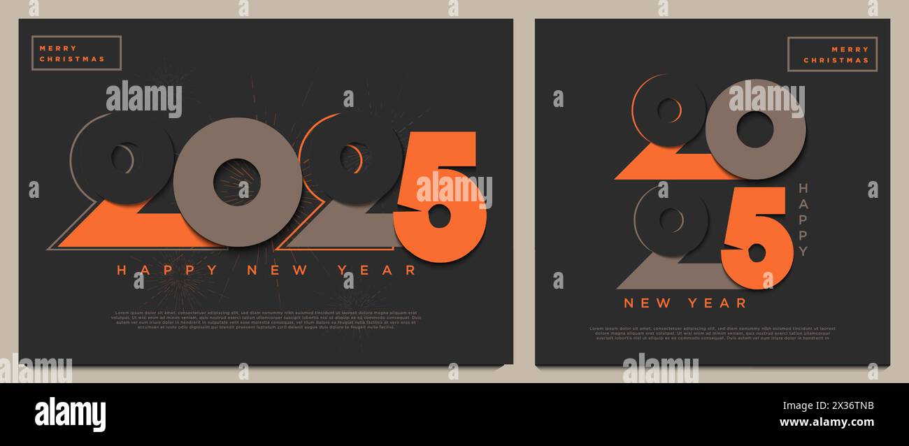 Happy New Year 2025 with a unique number logo and slightly dark colors ...