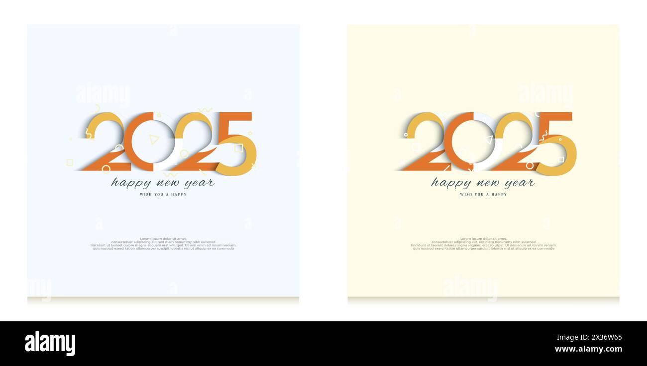 Happy new year 2025. With illustration of colorful cut out numbers ...
