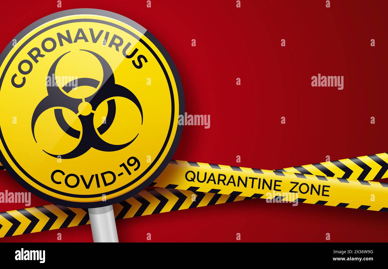 Danger vector tape quarantine zone and biohazard sign. Warning tape ...