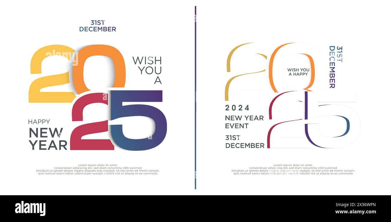 Happy new year 2025. With illustration of colorful cut out numbers ...