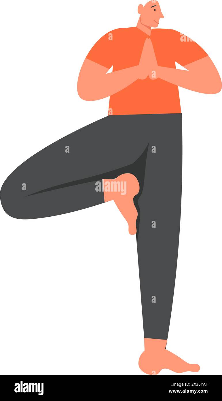Yoga tree pose cartoon hi-res stock photography and images - Alamy