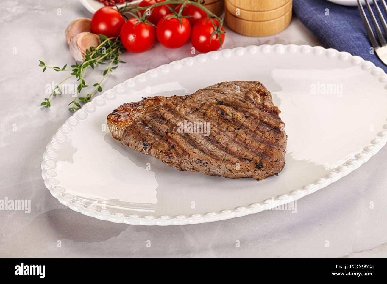 Grilled marble beef steak with tamoto sauce Stock Photo - Alamy