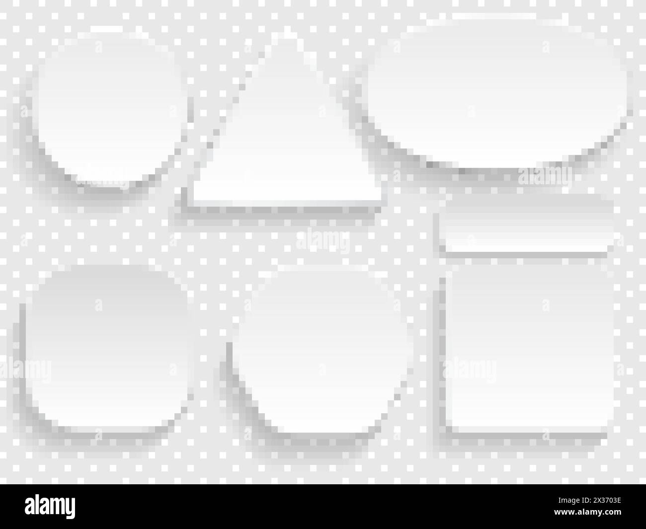 Buttons 3D white isolated set of round, square and triangular or rectangular shape on ...