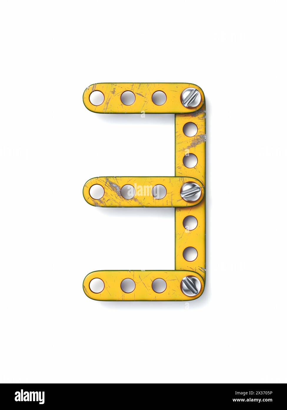Aged yellow constructor font Number 3 THREE 3D rendering illustration ...