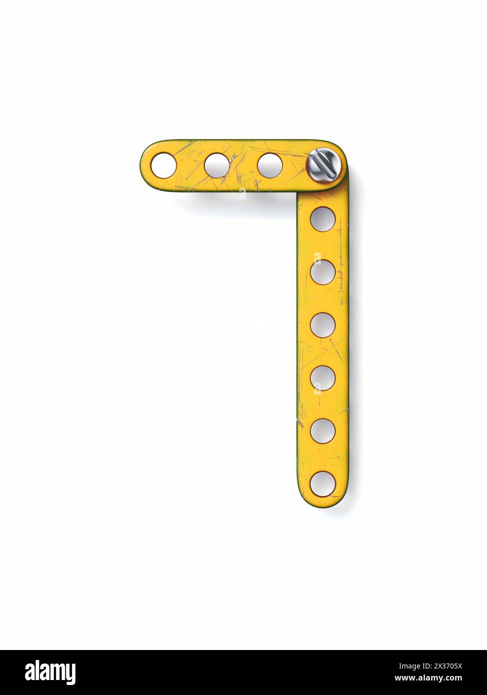 Aged yellow constructor font Number 7 SEVEN 3D rendering illustration ...