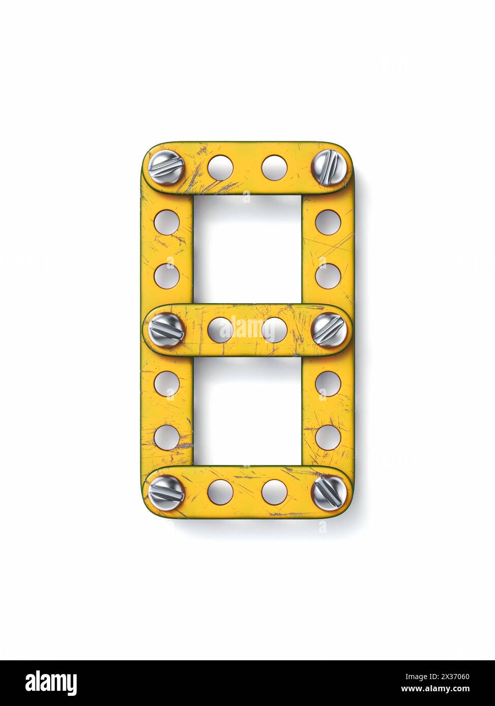 Aged yellow constructor font Number 8 EIGHT 3D rendering illustration ...