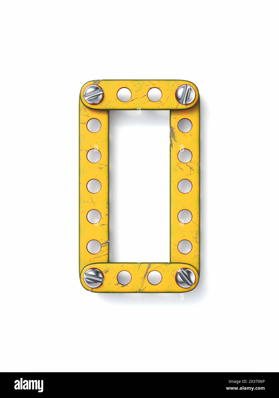 Aged yellow constructor font Letter O 3D rendering illustration ...