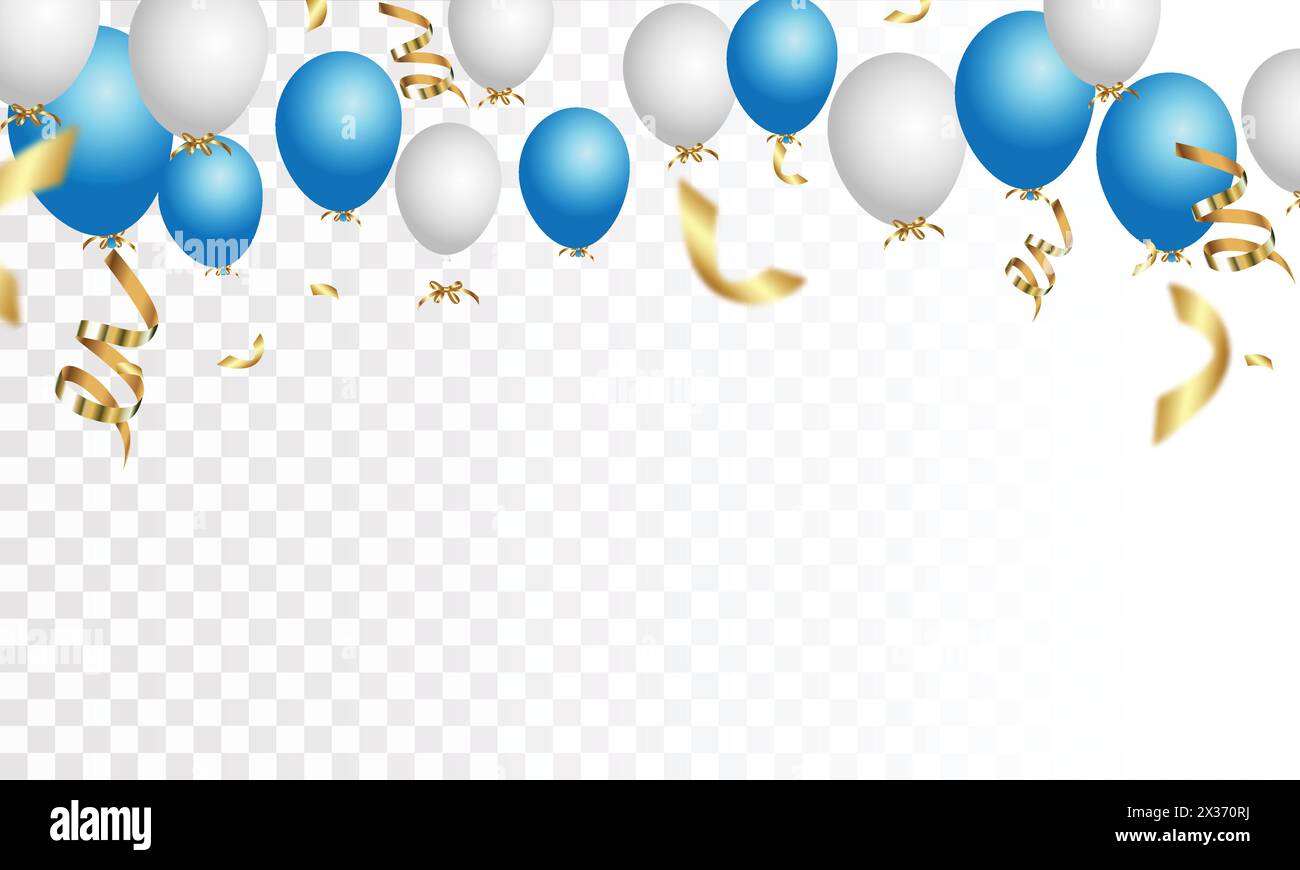 Festive banner with blue confetti and balloons Stock Vector Image & Art ...