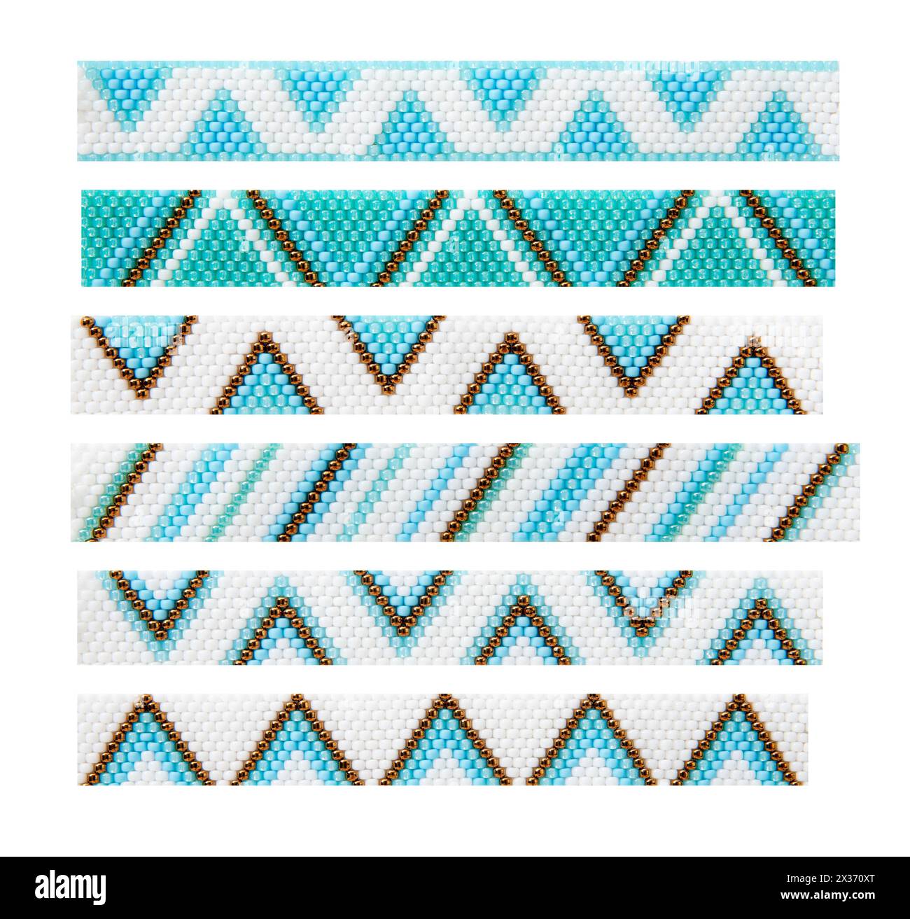 Small glass seed beads patterns on white background. Arts, crafts and ...