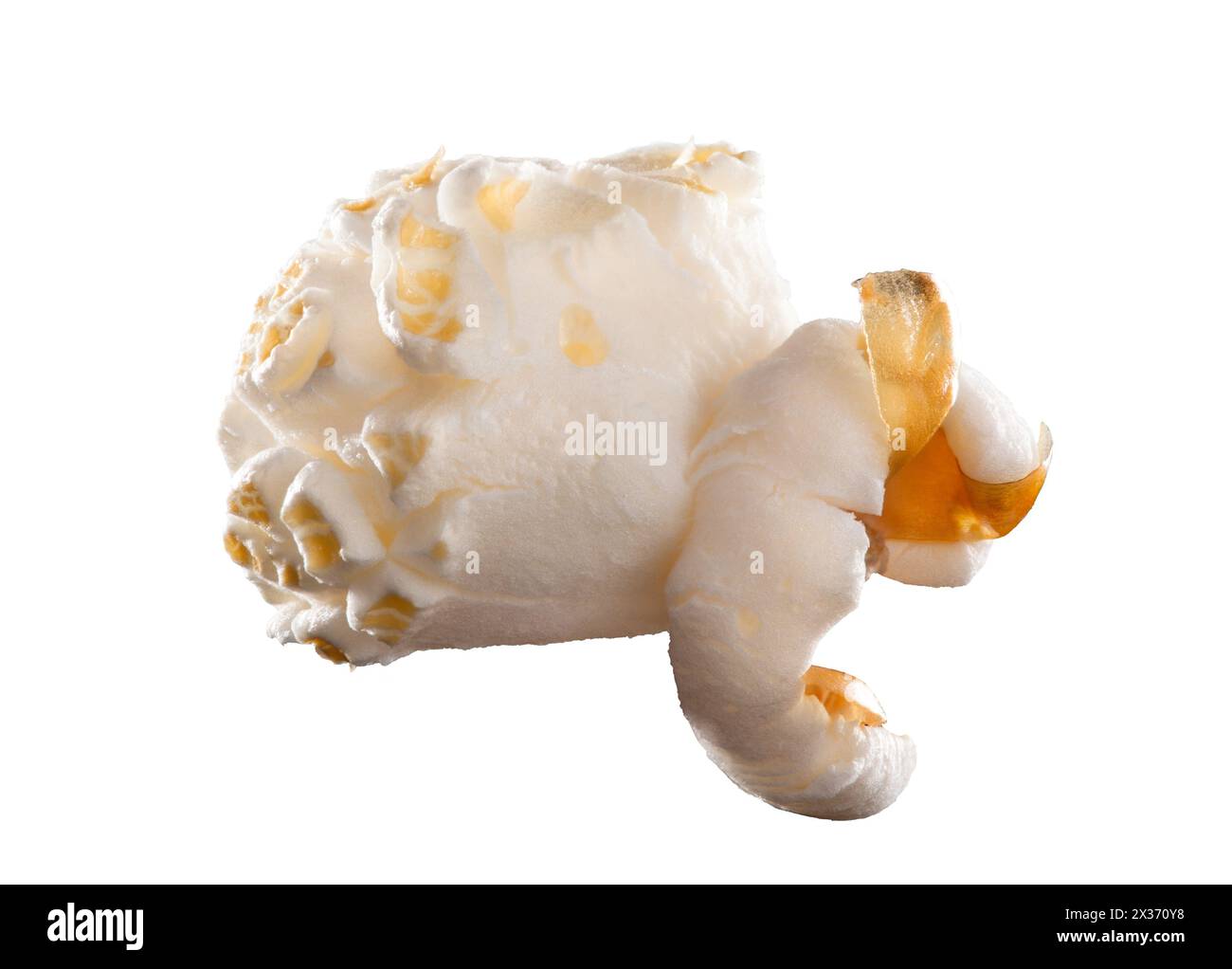 Food, single and popcorn snack in studio for nutrition or carbs, diet ...