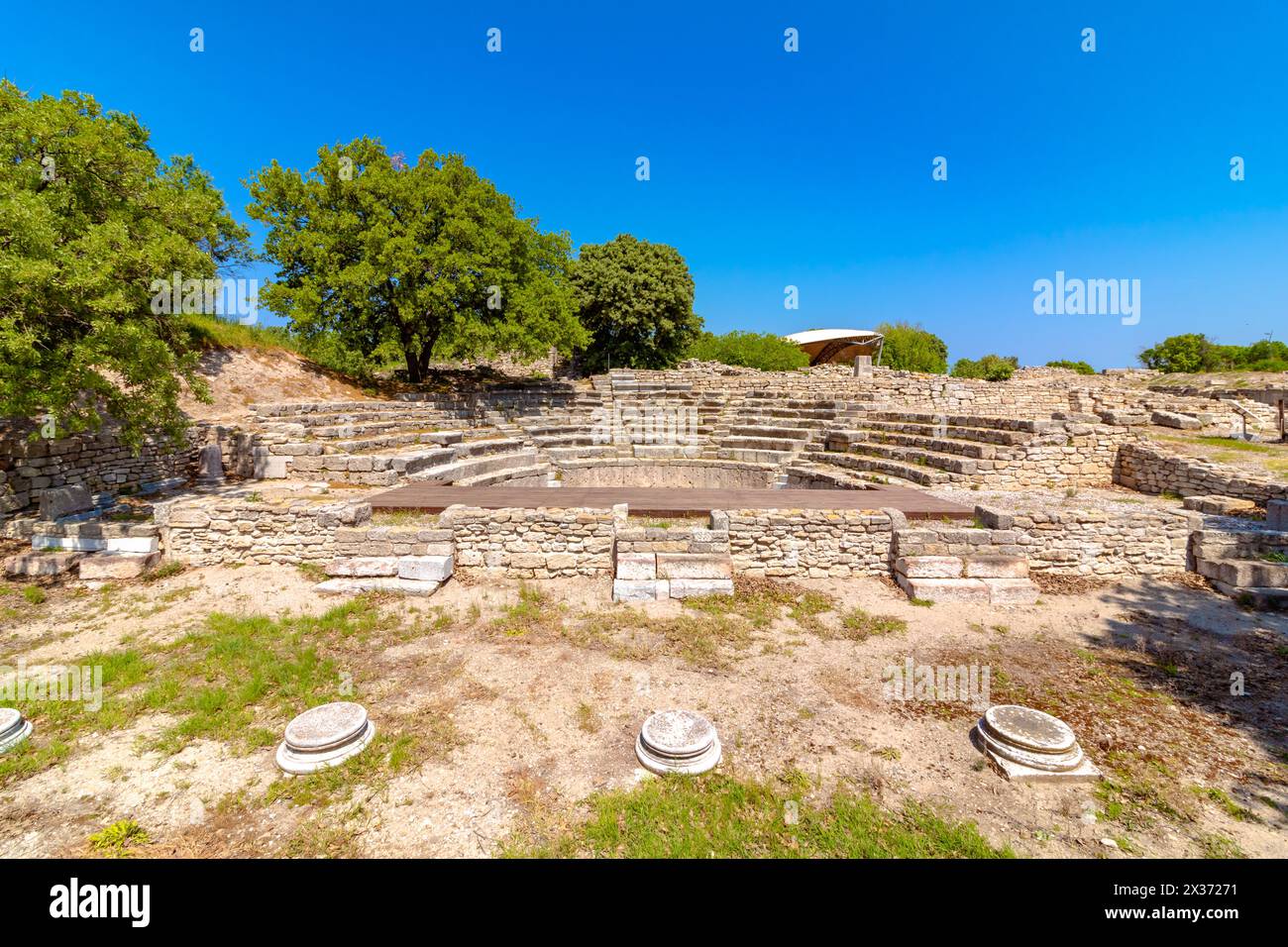 Odeon of the Troy ancient city in Roman Era. Visit Turkiye concept ...