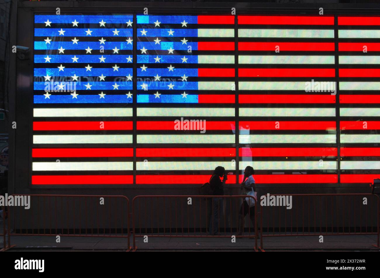 Giant flag sign in Times Square, New York City Stock Photo - Alamy