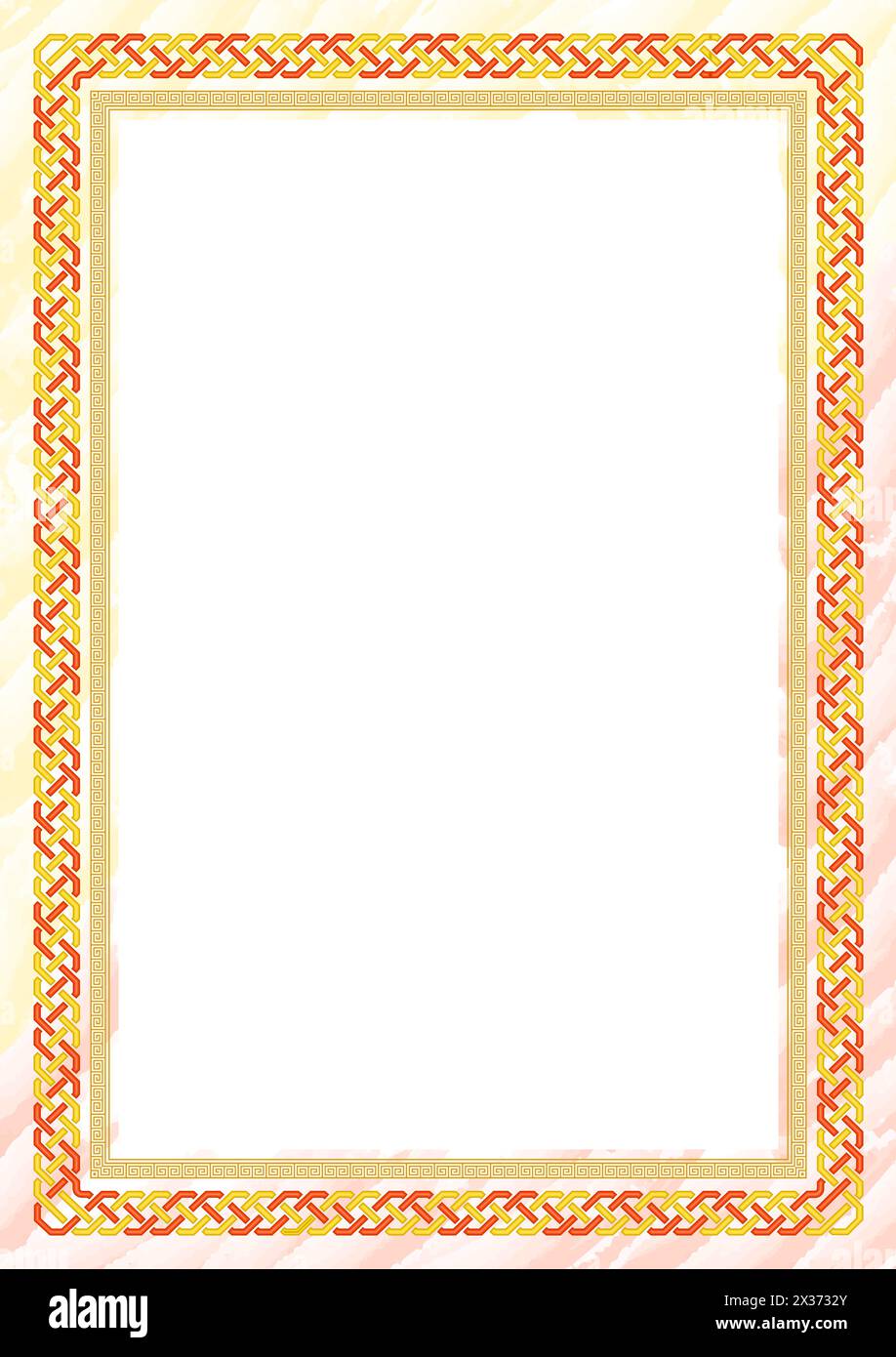 Vertical frame and border with colors of Bhutan flag, template elements ...