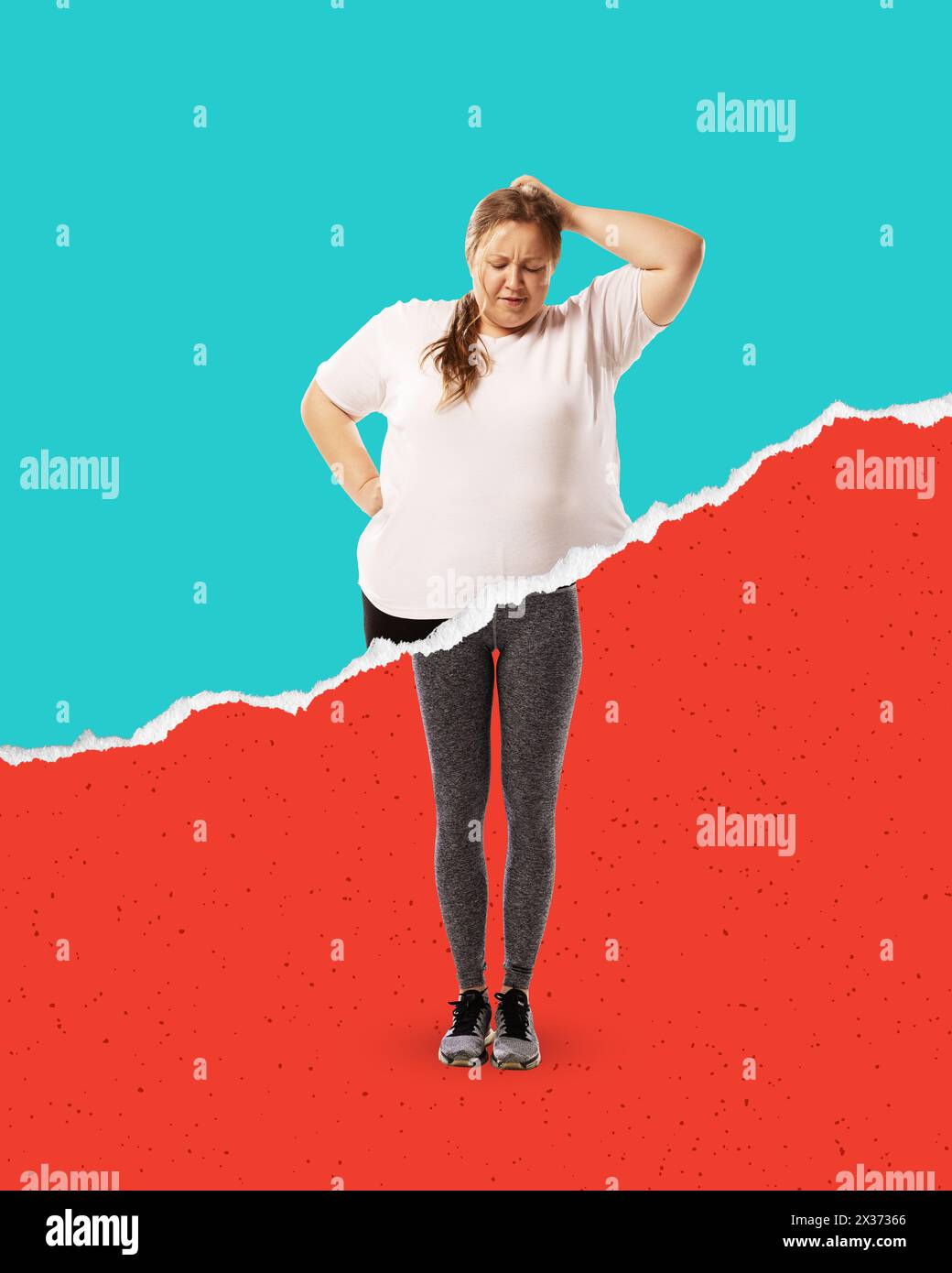 Transformative power of exercise and healthy choices. Plus-sized female ...