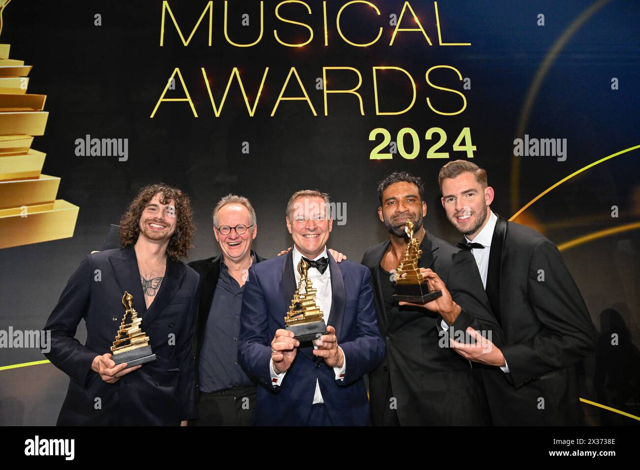 Winnaars Musical Awards Gala LEUSDEN, NETHERLANDS - APRIL 24: Lucas Hamming, Matthijs Bongertman ...