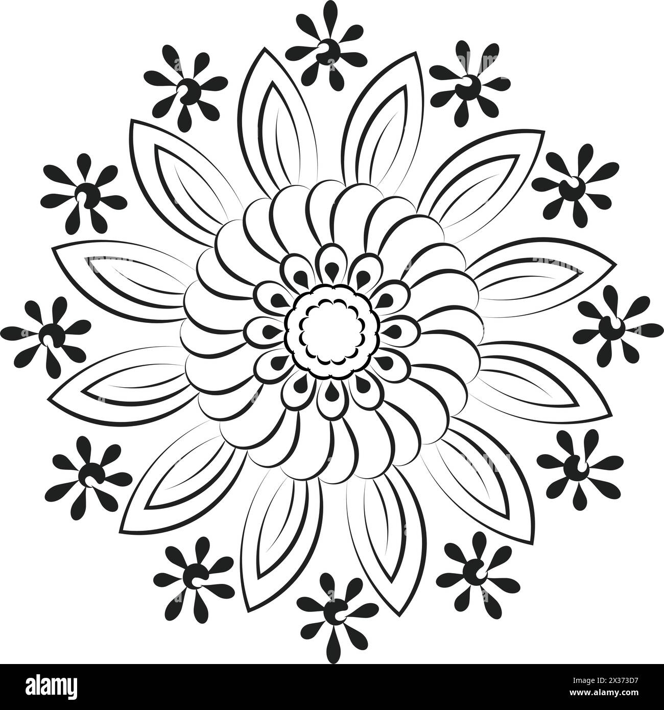 Elegant Simple Mandala line Drawing for print or use as Embroidery ...