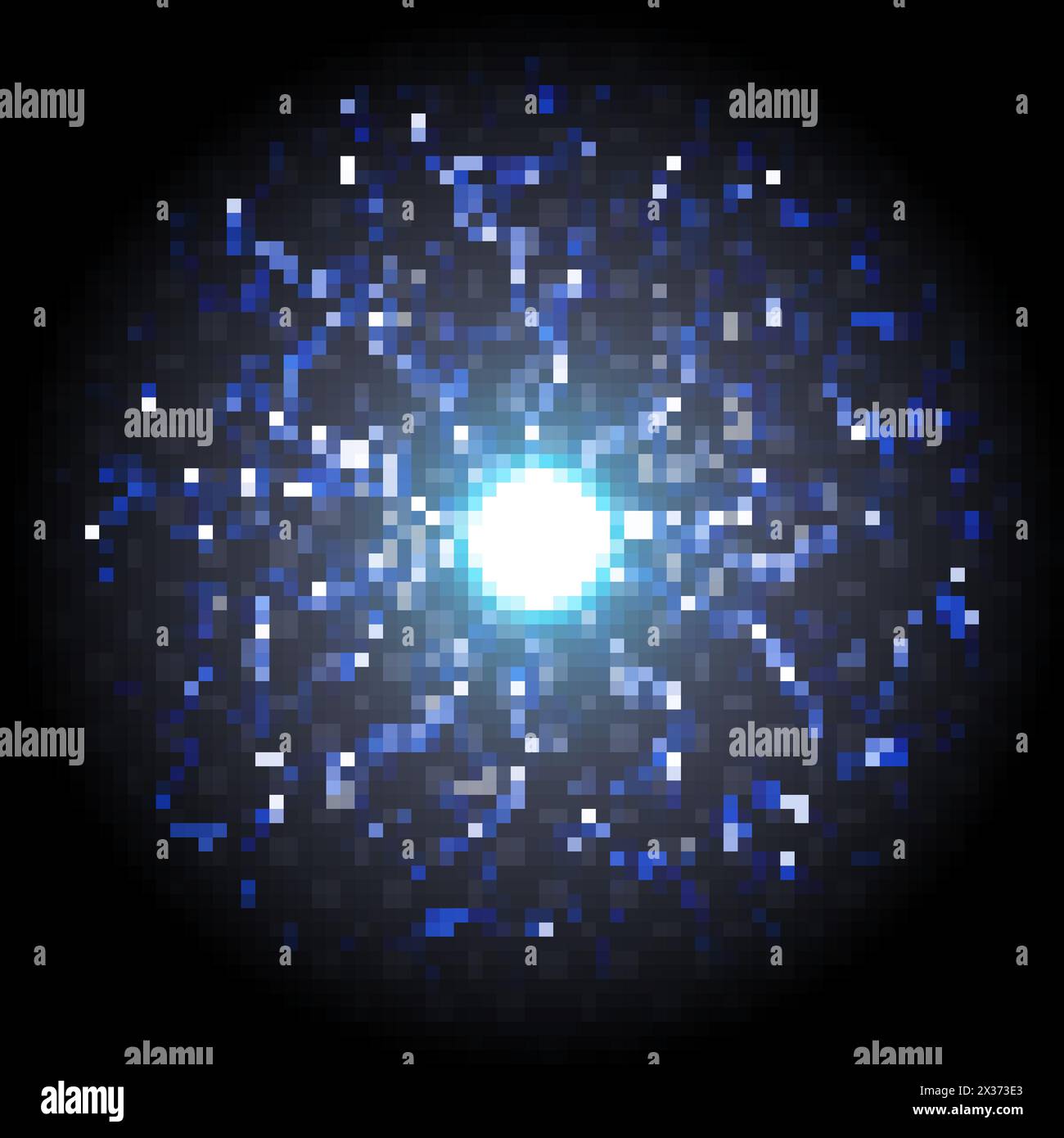 Blue electric flash lightning or electricity light bolt circle on black ...