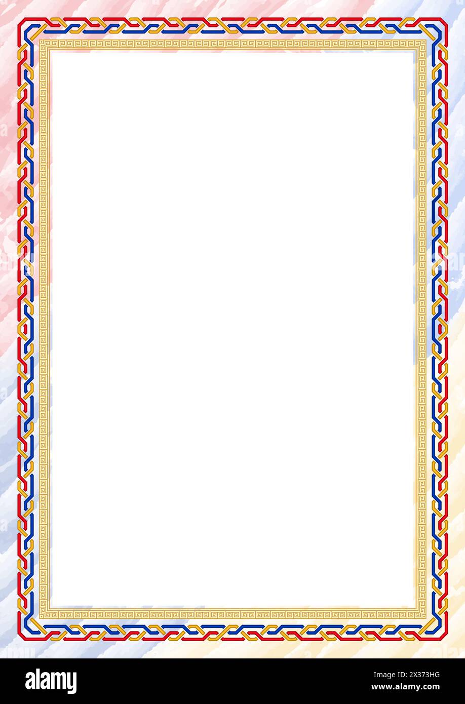 Vertical frame and border with colors of Armenia flag, template ...
