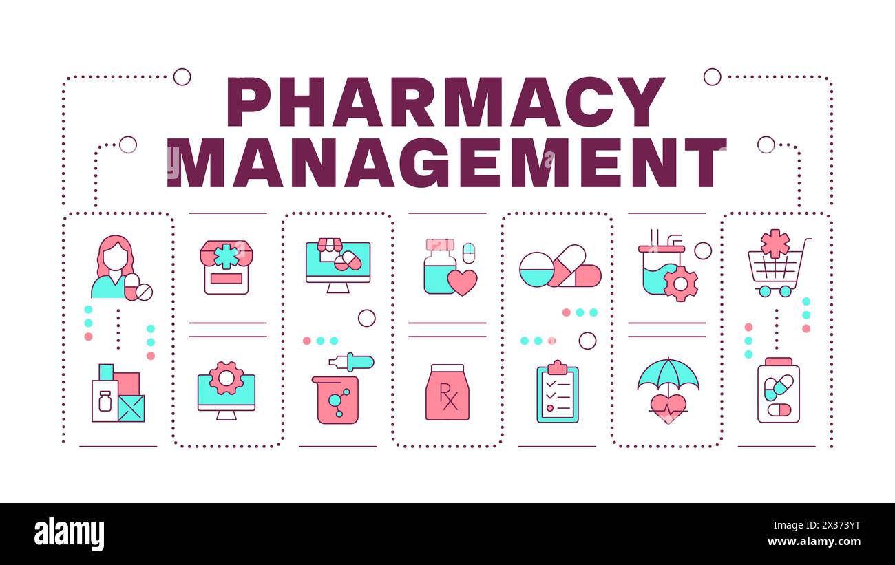 Pharmacy management word concept isolated on white Stock Vector Image ...